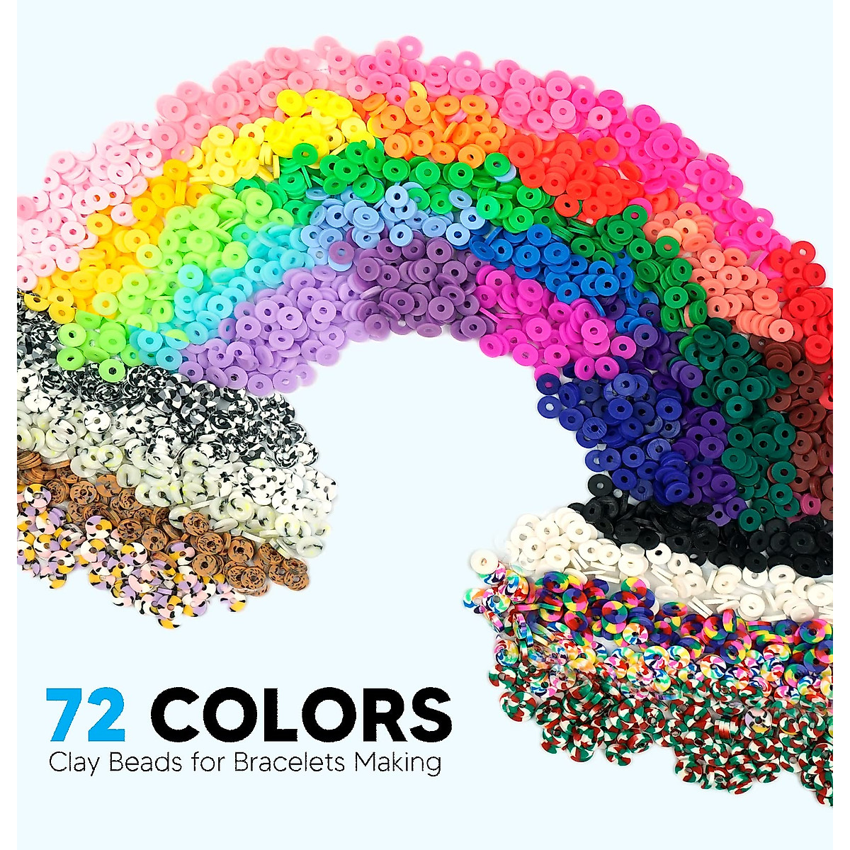 Dowsabel 15000 Pcs Clay Beads Bracelet Making Kit, 4 Boxes 72 Colors Friendship Clay Beads Bracelet Kit with Charms Kit for Jewelry Making, DIY Arts and Crafts Gifts for Kids and Adults
