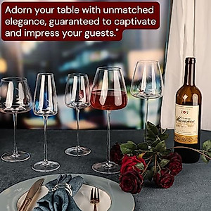 Sommelier´s Touch Elegant Crystal Wine Glass Set of 2. 20 oz, Artisan Crafted, Thin Rim, Long Stem - Versatile for Red, White, and Specialty Wines - Wine Lovers Gift.