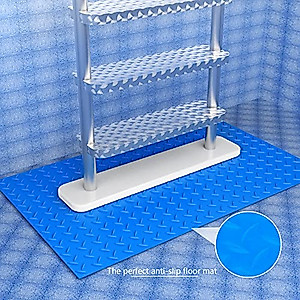 DECOHS 16"x36" Pool Ladder Mat-Large Swimming Pool Step Mat with Non-Slip Texture-Protective Ladder Pad for Above Ground Pools Liner and Stairs (Willow)