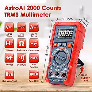 AstroAI 33D DC Current Digital Multimeter and New TRMS 2000 Counts AC/DC Current Voltage Resistance Capacitance Continuity Meter