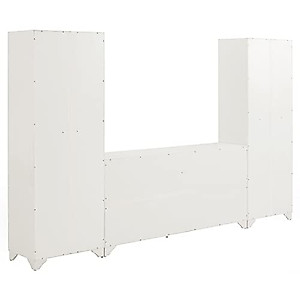 Crosley Furniture Tara 3-Piece Modern Farmhouse Sideboard Buffet Cabinet and Kitchen Storage Pantry Set, Distressed White