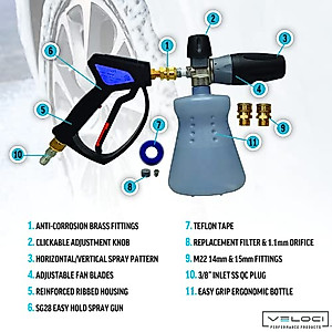 MTM Hydro 28 Special PF22.2 Foam Cannon Kit, Pressure Washer Car Wash Sprayer Gun, High Pressure Foam Power Washer Attachment, Foam Lance for Boat, Roof, Car Washing, Adjustable Nozzle