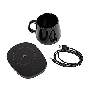 Mind Reader Coffee Warmer and Mug Set, Tea Cup Warmer, Coffee Accesories, Desk, USB Cord, 6.5" L x 4.75" W x 1" H, 2 Pcs, Black
