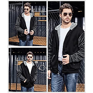 Little Beauty Hoodies for Men Zip Up Sweashirts Fleece Sherpa Lined Winter Wool Heavyweight Jacket