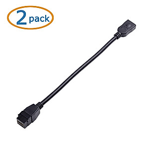 Cable Matters 2-Pack HDMI Keystone Jack Pigtail Cable in Black - 8 Inches