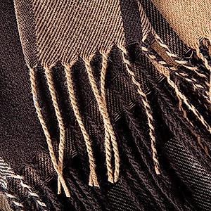 SPELLTIVE Classic Tassel Plaid Soft Cashmere Feel Womens Scarf (Brown Plaid)