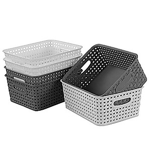Idomy 6-Pack Plastic Storage Baskets/Bins, Rectangle