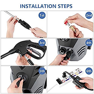 Hopekings Electric Pressure Washer High Pressure Cleaner Power Washer Machine with Power Hose Gun, 5 Nozzles for Cleaning Cars, Home, Driveway, Patio, Garden, Yard