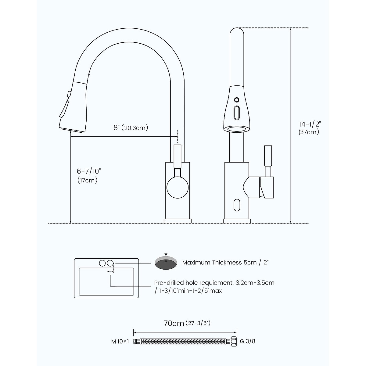 DAYONE Touchless Kitchen Sink Faucet with Soap Dispenser and Pull Down Sprayer, Stainless Steel High Arc Motion Sensor Touch Faucet for Kitchen Sink Smart Hands-Free Single Handle, Brushed Nickel