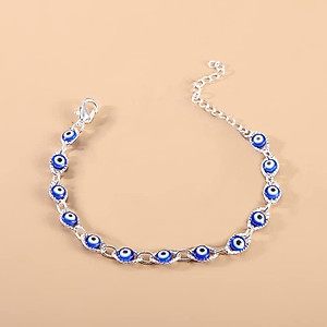 Fuqimanman2020 Evil Eye Bracelet Anklet for Women Gold Silver Blue Multi-Color Evil Eye Link Chain Bracelets Anklet for Women