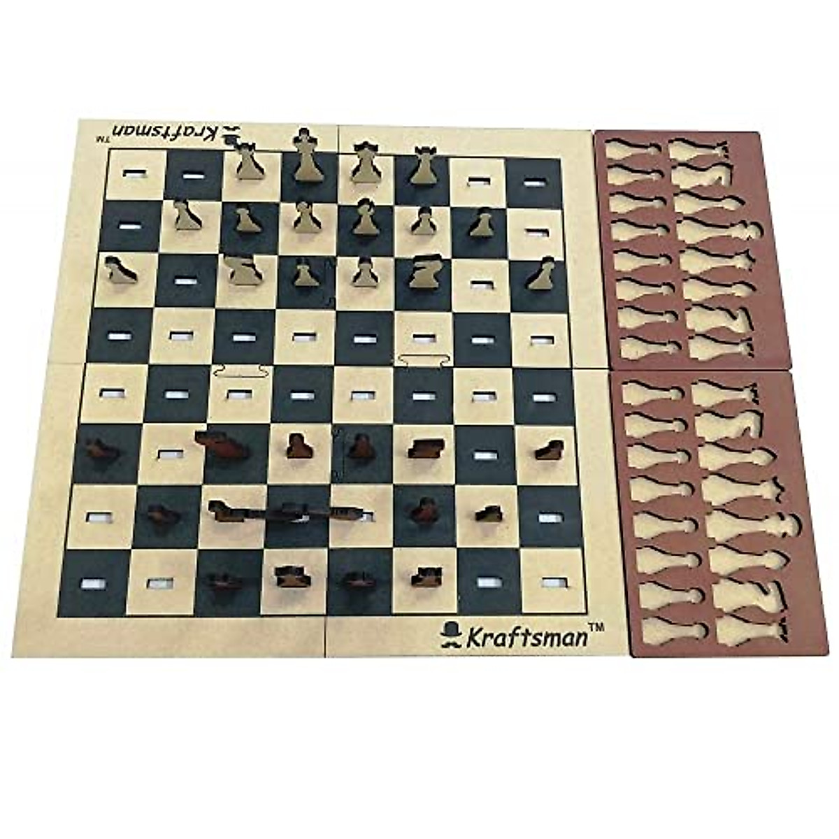 MilesMagic Wooden Portable Chess Board Set | Professional Pieces with Splittable Tray and Storage Bag | Traveller Chess Game for Age Groups (11.5x11.5 Inches)