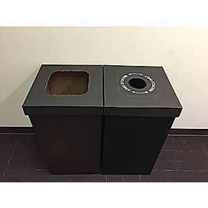 One Earth Disposable and Reusable Corrugated Cardboard Trash and Recycling Boxes: Bin + Lid + Trash Bag- Black (Qty. 10 Sets)