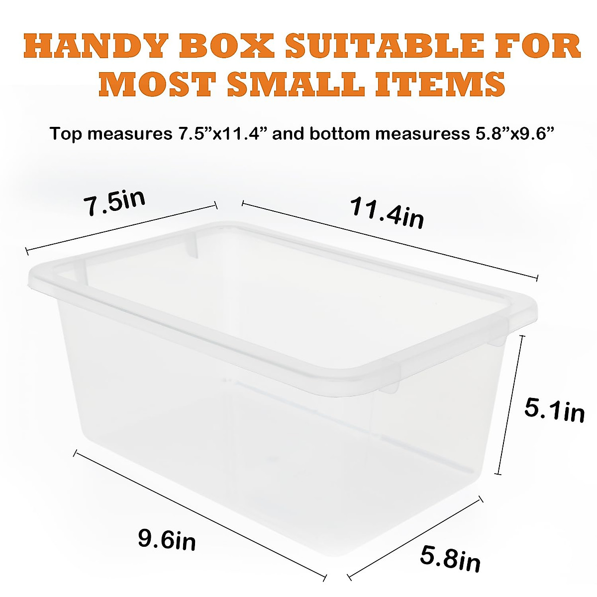 Plastic storage bins with lids, 6 Pack Stackable storage containers,5 Qt Clear storage organizer Small cubby storage,Stackable Cubby Containers (11.8x7.87x4.9") (Clear)