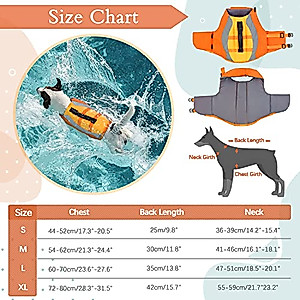Dog Life Jacket Ripstop Dog Life Vest for Boating Swimming，Reflective Dog Life Preserver with Rescue Handle & Leash Ring, Small Medium Dogs Lifesaver Floating Swimsuit French Bulldog Bathing Suit
