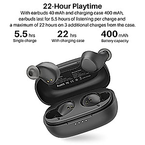 TOZO A1 Mini Wireless Earbuds Bluetooth 5.3 in Ear Light-Weight Headphones Built-in Microphone, IPX5 Waterproof, Immersive Premium Sound Long Distance Connection Headset with Charging Case, Black