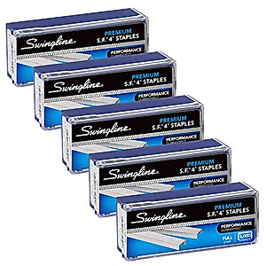 Swingline Staples, S.F. 4, Premium, 1/4" Length, 210/Strip, 5000/Box, 5 Pack (35481)