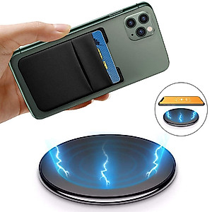 SHANSHUI Card Holder for Back of Phone, Double Cloth Slim Stretchy Phone Pocket Pouch Stick on ID Credit Card Wallet Compatible for iPhone 11 Pro Samsung Galaxy S10 and More