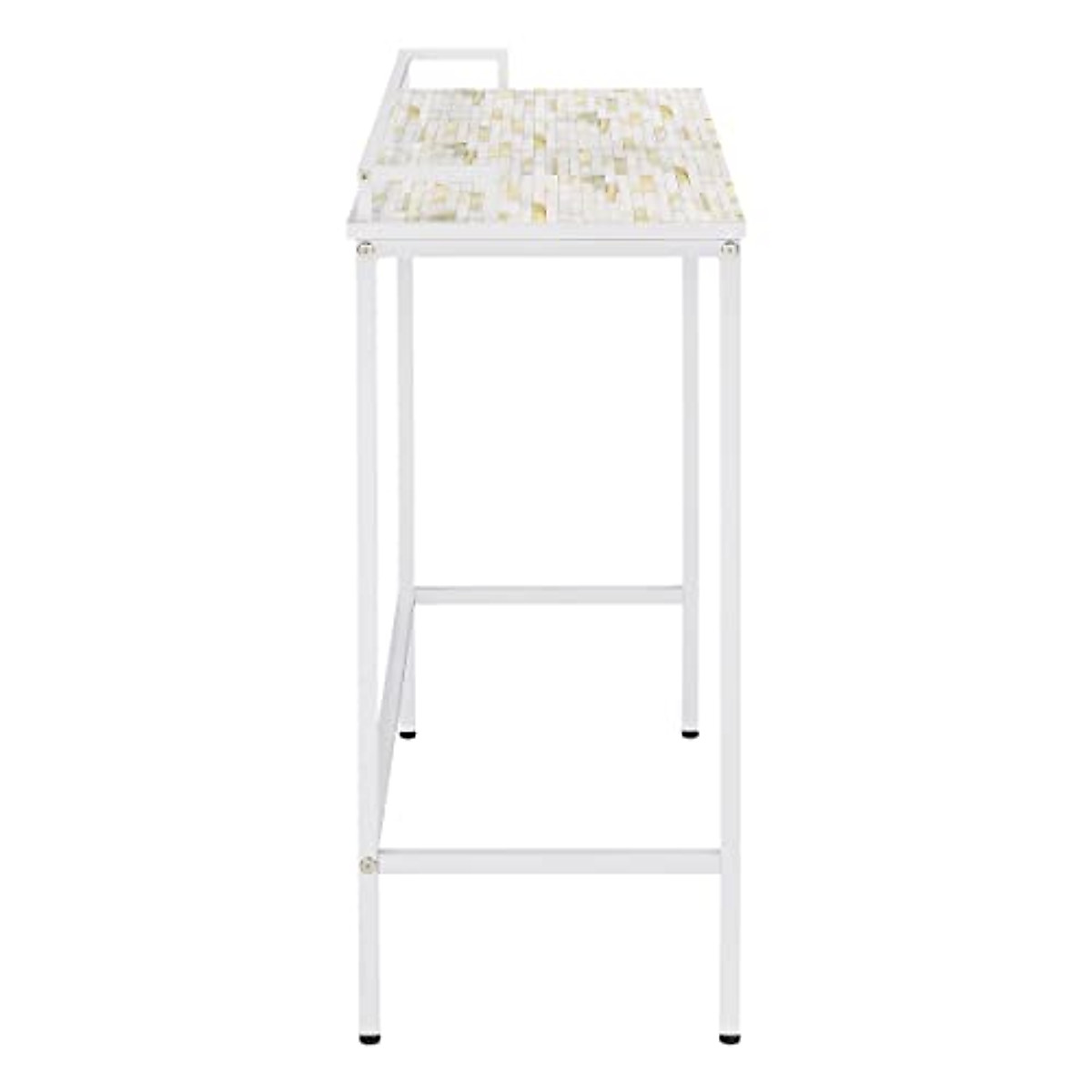 OSP Home Furnishings Brighton Console Table, Mosaic Top and White Metal Frame