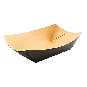 Restaurantware Bio Tek 1 Pound Food Boats 50 Disposable Paper Food Trays - Heavy-Duty Greaseproof Black Paper Food Boats For Snacks Appetizers Or Treats Use At Parties Or Carnivals