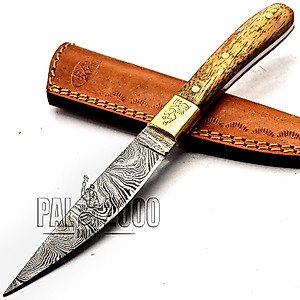 KNI-9725 Handmade Damascus Steel 9 Inch Knife Rosewood Handle With Leather Sheath