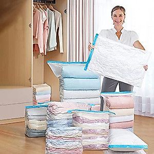 Oubyu Premium Vacuum Compression Bag With 80% More Storage Bag Space. Storage Bag For Quilts, Clothes, Blankets And More. Includes Packing Travel Clothes, Moving Supplies, 10 Packs With Air Extraction Tool (Size: 50cm*70cm)