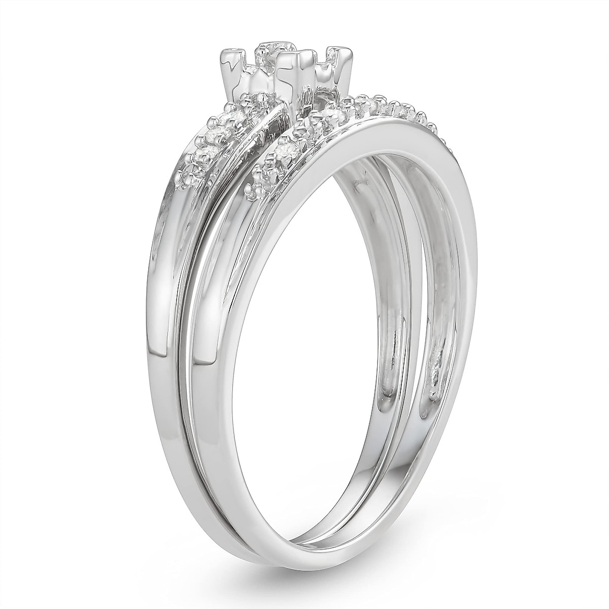 Hdiamonds 1/10 Carat Total Weight (cttw) Sterling Silver, White Diamond, Bridal Promise Ring for Women (Size: 8)