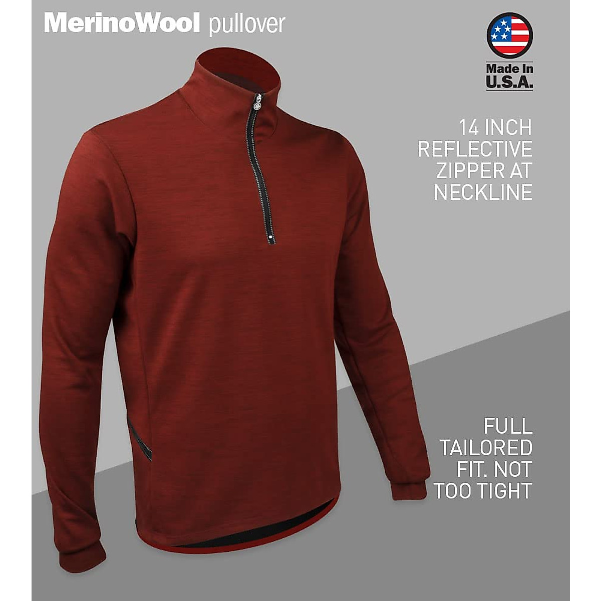 AERO|TECH|DESIGNS | Men's Long Sleeve Merino Wool Jersey | High Collar Performance Wool Blend Pullover | Medium | Black