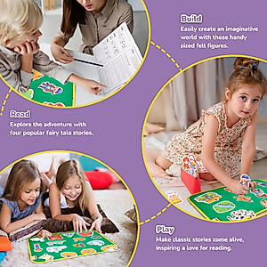 CHEFAN 4 Pack Felt Board Story Set, The Mitten, The Little Red Riding Hood, Gingerbread Man, Ugly Duckling, Precut Felt/Flannel Figure Pieces Teaching Wall for Preschool Activity Early Storytelling