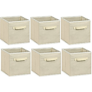 6 Pack - SimpleHouseware Foldable Cloth Storage Cube Basket Bins Organizer, Beige