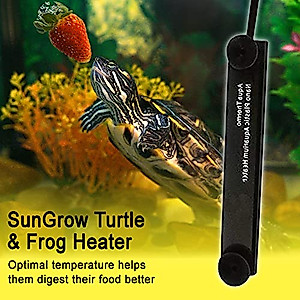 SunGrow Turtle & Frog Heater, 10W, Cat & Dog Heated Water Bowl, Bird Fountain Deicer, Chicken & Horse Water Dispenser, Quail, Goose Waterer Bucket, Submersible Aquarium Heater Small Tanks