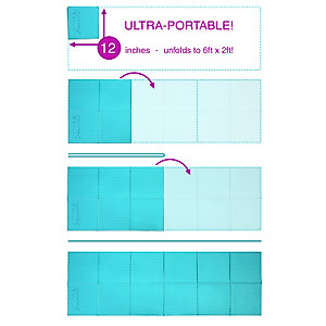 VViViD Foldable Thick Pvc Padded Square Tile 6 Feet x 2 Feet Workout And Yoga Mat Blue