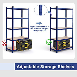 ERGOMASTER Garage Storage Shelves 5-Tier Garage Shelving Unit 2920LBS Heavy Duty Shelving Adjustable Boltless Organizer Rack for Garage Warehouse Pantry Office 108" W x 18" D x 72" H（Blue,3Pack）
