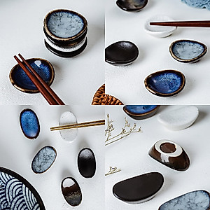 YAIKOAI Set of 7 Ceramic Chopsticks Holders Japanese Style Chopstick Rest Rack Ingot-shaped Fork Spoon Knife Rest Holder Stand for Kitchen Restaurant Party Dinning Tableware Decoration