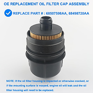 Oil Filter, Replace 68507598AA 68498720AA Compatible with Jeep Ram 3.0L V6 EcoDiesel - 2020-2023 Ram 1500 DT, 2020-2023 Wrangler JL, 2021-2023 Gladiator, Years 2020 2021 2022 2023 EcoDiesel Oil Filter