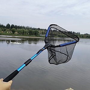 Folding Fishing Landing Net Floating Fishing Net Rubber Fishing Net Collapsible for Saltwater Freshwater Retractable Fish Net for Fishing Lightweight Kayak Fishing Net