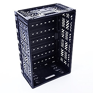 AYKASA Collapsible Storage Bin Container Basket Tote, Folding Basket Crate Container : Storage, Kitchen, Houseware Utility Basket Tote Crate = Maxi-Box Comfort Lock (Navy)