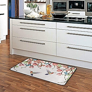 Hummingbird Kitchen Mats 39 X 20 Inch Butterfly Kitchen Floor Mat Anti Fatigue Comfort Kitchen Rug Non Slip Oil Stain Carpet for Home Bath Outdoor Decor