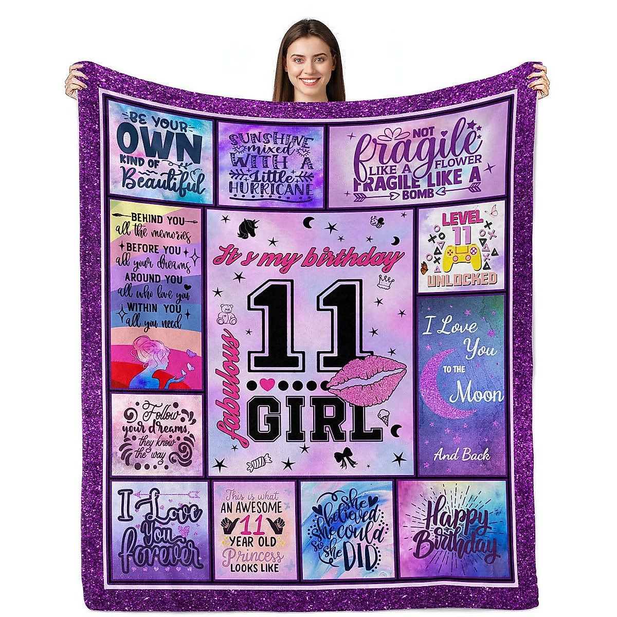 Lviliss Gifts for 11 Year Old Girl Blanket, 11 Year Old Girl Gift Ideas, 11th Birthday Gifts for Girls, 11 Year Old Girl Gifts for Birthday, 11th Birthday Decorations for Girls Throw Blanket 50”x60”