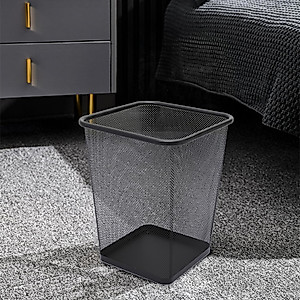 Magshion 5 Gallon Small Mesh Trash Can, Open-Top Metal Garbage Bin Container, Trash Wastebasket for Kitchen, Bathroom, Bedroom and Outdoor, Black