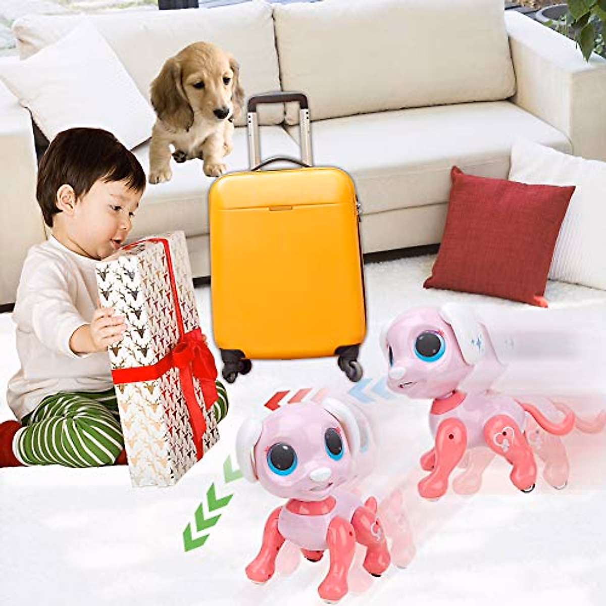 BIRANCO. Remote Control Dog Gesture Sensing - Smart Puppy Pink Toy Robot Pet Walks Barks Interactive with Toddler, STEM Play, Best Christmas Holiday Birthday Gifts for 3 4 5 6 7 8 Years Old Girl from
