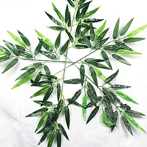 LUCKYTTTOO Artificial Plants Artificial Greenery Stems Fake Outdoor Plants Bamboo Leaves 2Pcs for Farmhouse Home Garden Wedding Indoor Outside Decor (ZHUYE)
