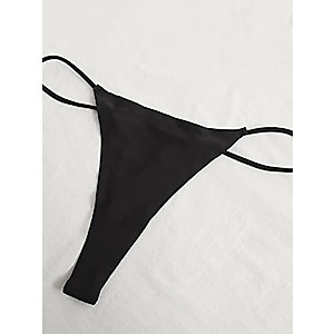 SOLY HUX Women's 7 Piece Low Rise G String Thongs Panty Underwear Black Brown Multi M