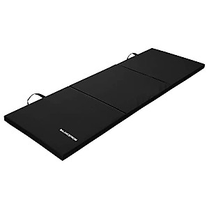 BalanceFrom Three Fold Folding Exercise Mat with Carrying Handles for MMA, Gymnastics and Home Gym Protective Flooring, 1.5-Inch Thick, Black