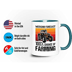 Bubble Hugs Farmer Birthday Two Tone Green Edition Coffee Mug 11oz - Forecast Farming - Dry Farming Farm ranch Market Garden Agricultural Seed Drill Acre Hay Tractor Farmer Crops