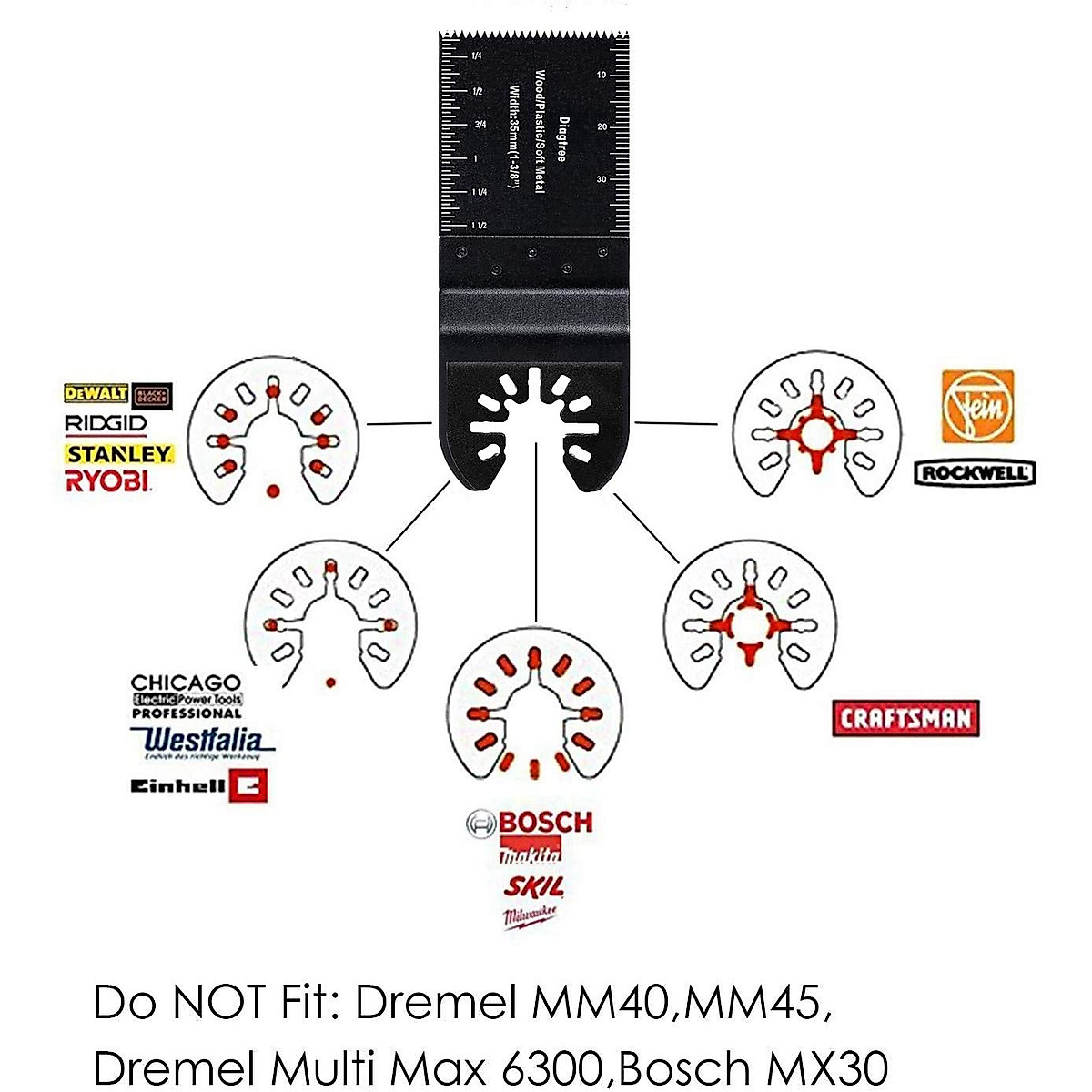 Diagtree 50 Pcs Wood Universal Quick Release Oscillating Saw Blades Compatible with Fein Multimaster Porter Cable Black & Decker Bosch Craftsman Ridgid Ryobi Makita Milwaukee Rockwell
