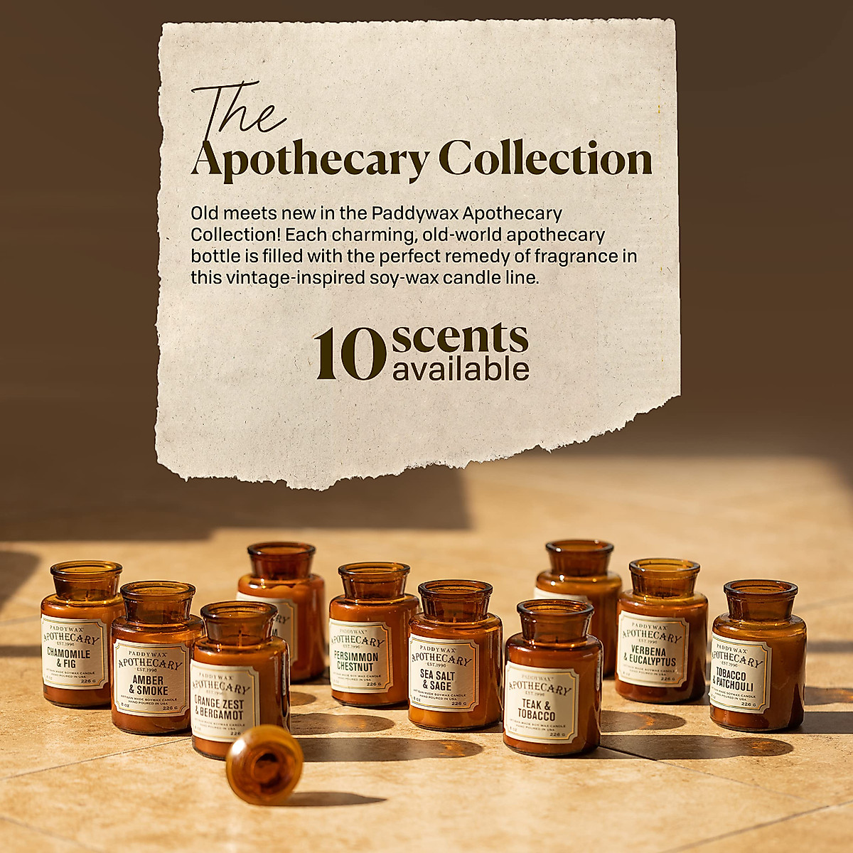 Paddywax Apothecary Artisan Hand-Poured Scented Candle, 8-Ounce, Persimmon Chestnut