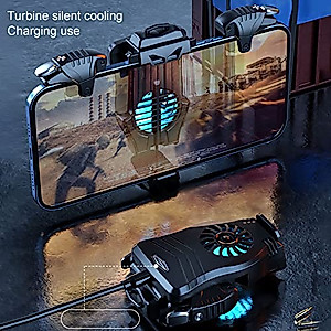 Phone Cooler Fan and Game Controller Triggers Kit, Rechargeable High Frequency Clicks Active Cooling Fan Phone Grips for Survival Games