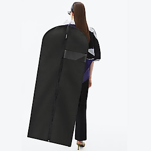 LXLOVESM Dress Bags for Gowns Long, 65'' Garment Bags, Suit Bag for Storage and Travel, 2 Pack (Black)