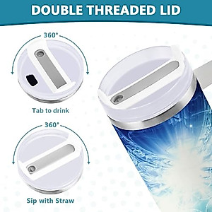 RPLIFE Galactic Bloom Blue 40 Oz Tumbler with Handle and Straw, Stainless Steel Tumbler, Insulated Coffee Mug with Lid