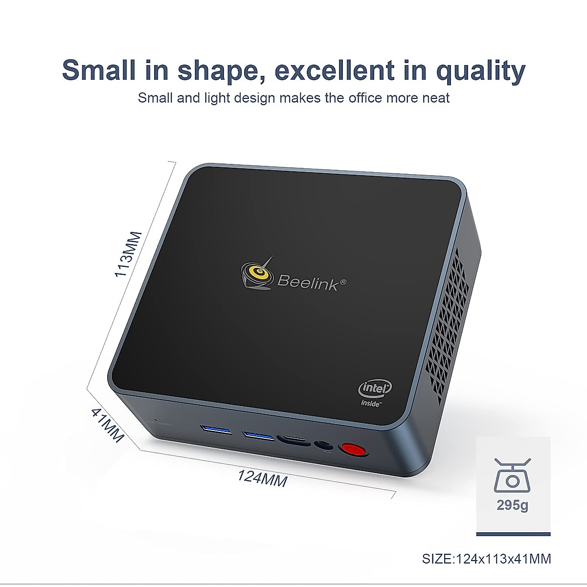Beelink Mini Pc GK55 8GB DDR4 256GB SSD Intel J4125(4C/4T 4MB Cache Up to 2.7GHz), Mini Computer Supports 4K Dual HDMI Output / 2.4G+5G WiFi/ BT4.0/2.5" HDD Extension/Dual Gigabit Ethernet